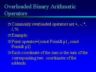 Overloaded Binary Arithmetic Operators