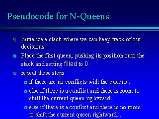 Pseudocode for N-Queens