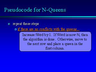 Pseudocode for N-Queens